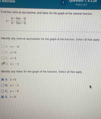 Solved: Review Question 7, 8.3.20 Part 2 of 2 Find the vertical ...