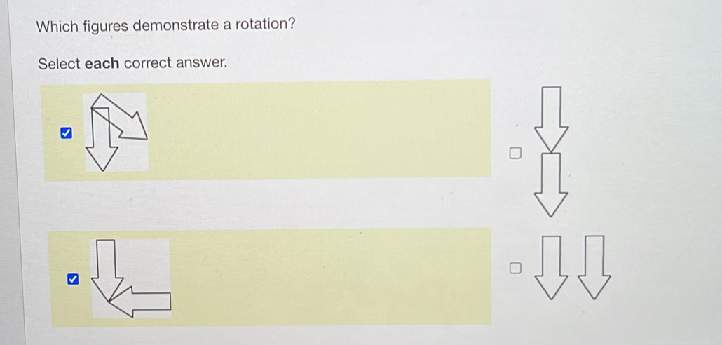 Solved: Which figures demonstrate a rotation? Select each correct ...