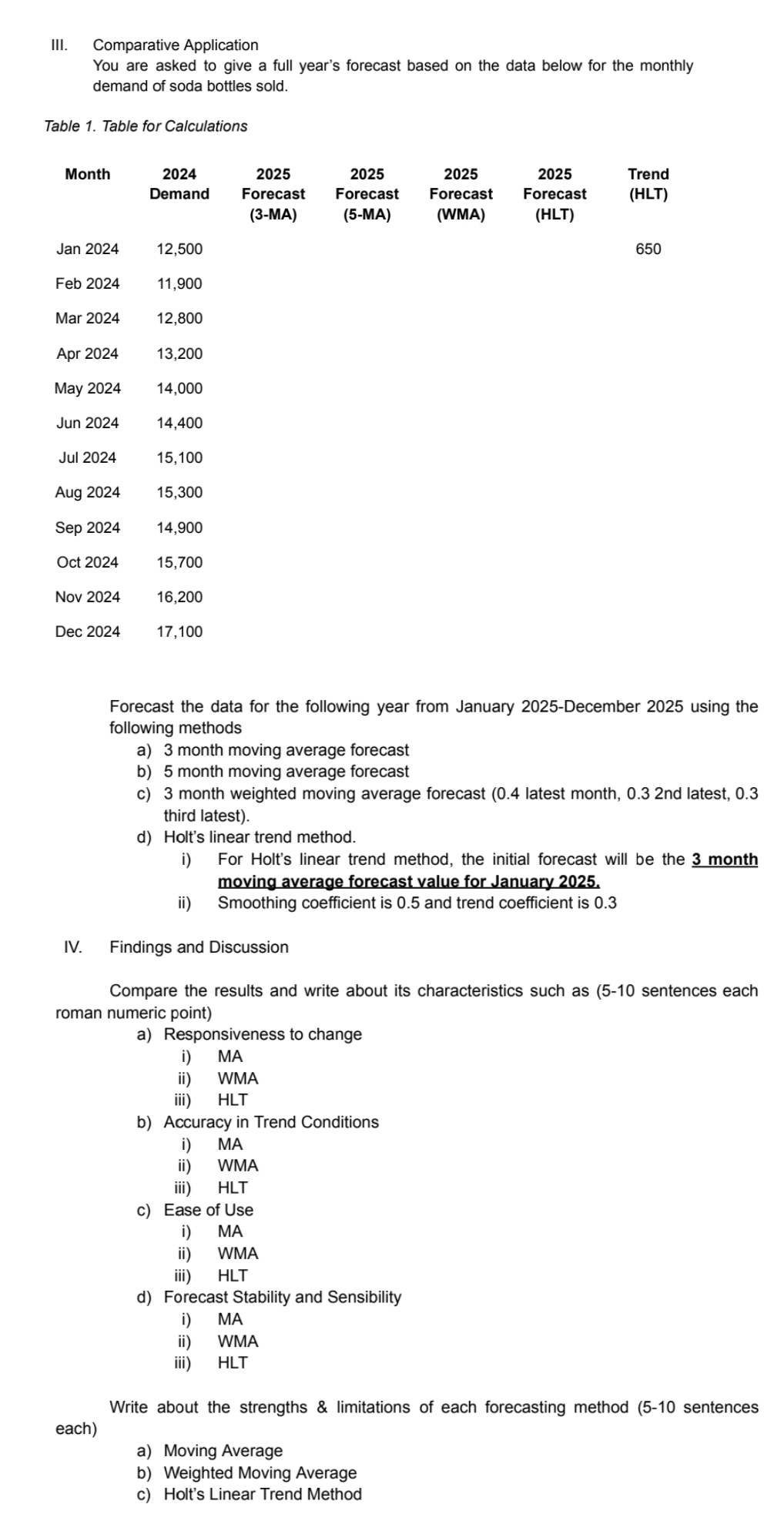 Solved: Comparative Application You are asked to give a full year's ...
