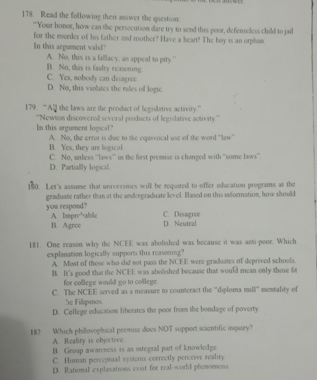 Solved: Read the following then answer the question: “*Your honor, how ...