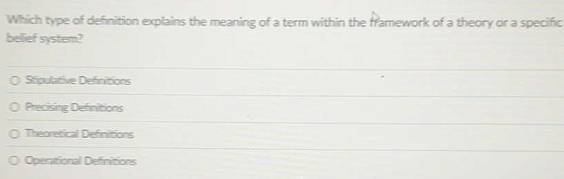 Solved: Which type of definition explains the meaning of a term within ...