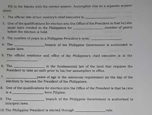 Solved: Fill in the blanks with the correct answer. Accomplish this on ...