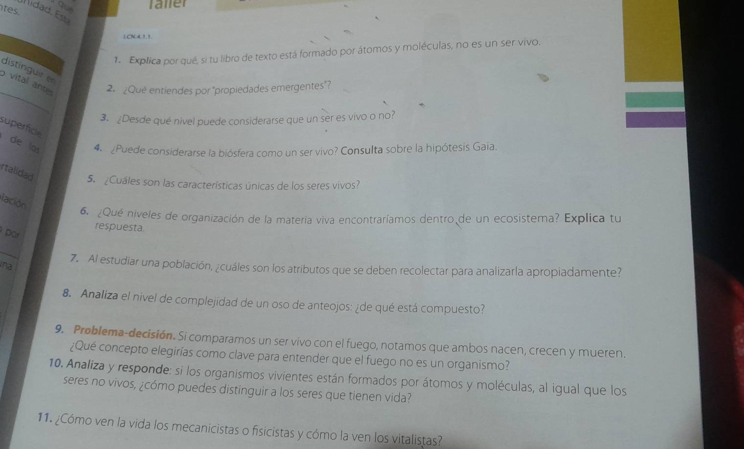 Resuelto:que tes faller Nidad. Est I.CN.4.1.1. 1. Explica por qué, si ...