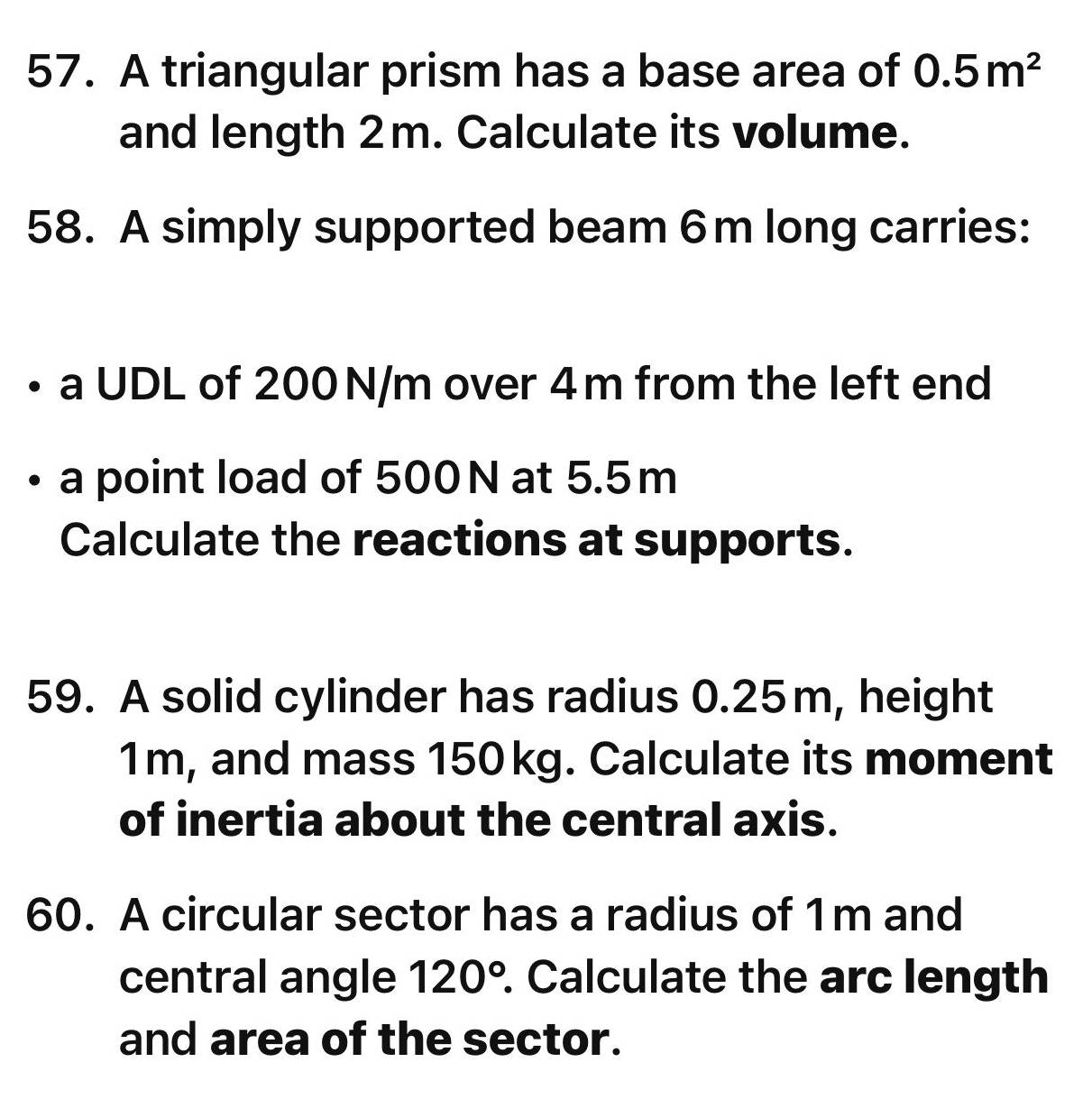Solved: A triangular prism has a base area of 0.5m^2 and length 2m ...