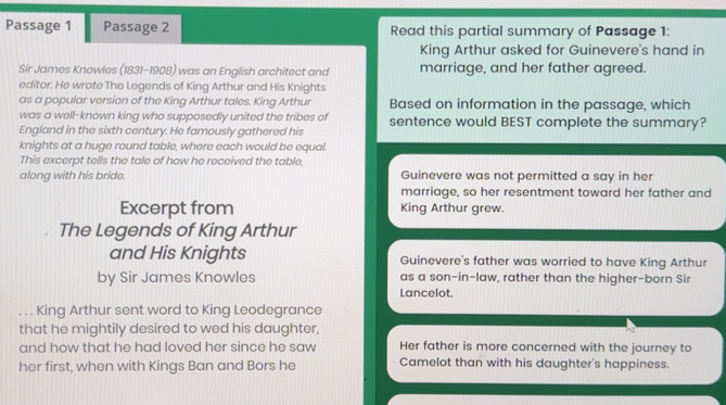 Resuelto:Passage 1 Passage 2 Read this partial summary of Passage 1 ...