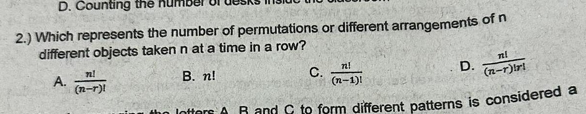Solved: Counting the number of desks 2.) Which represents the number of ...