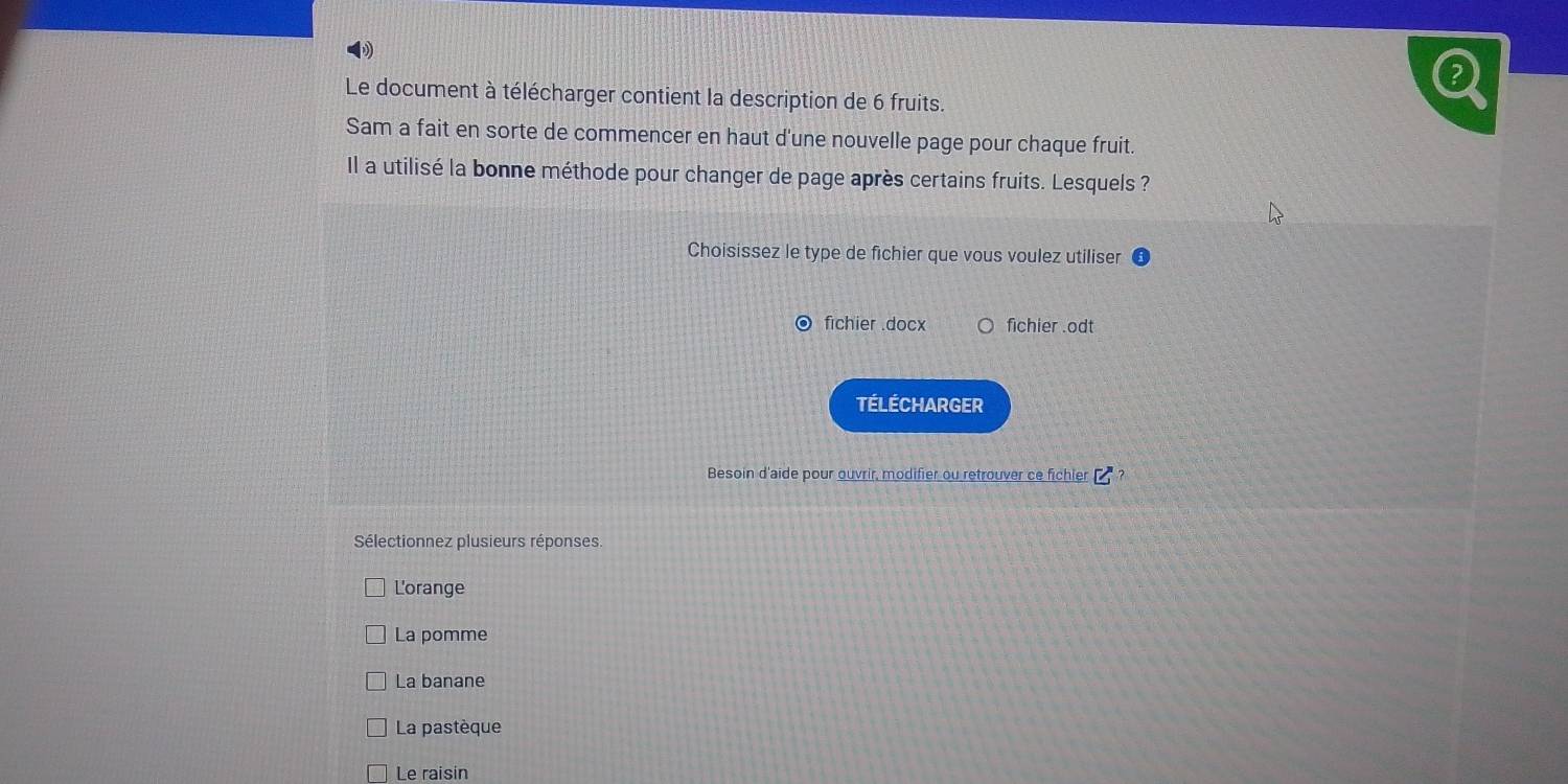 Solved: Le document à télécharger contient la description de 6 fruits ... Solved: Le document à télécharger contient la description de 6 fruits ...