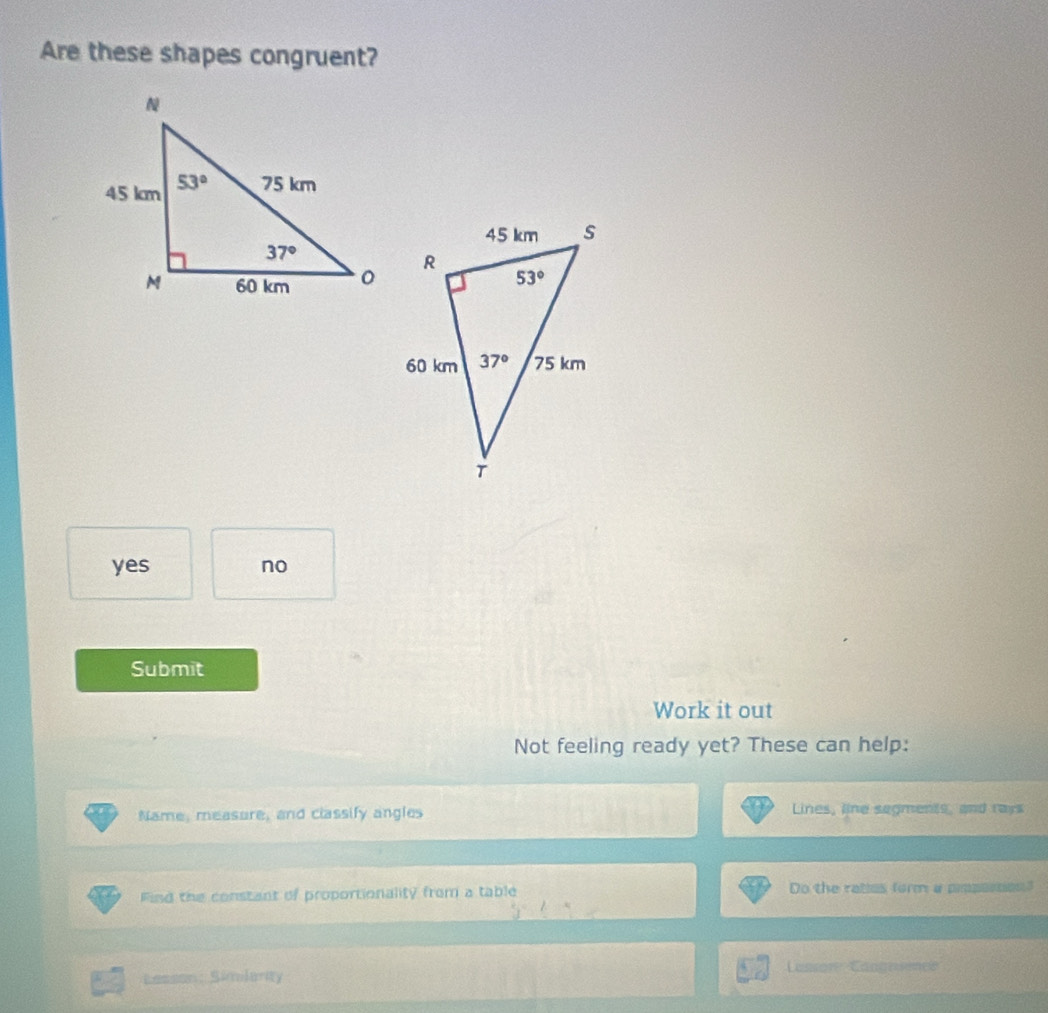 Solved: Are these shapes congruent? yes no Submit Work it out Not ...