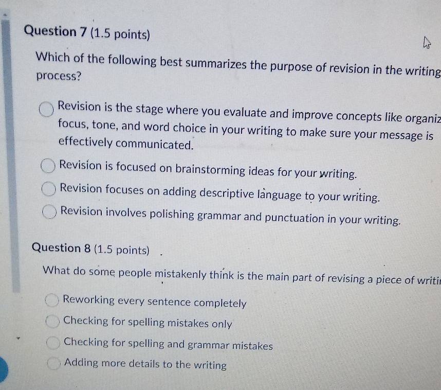 Solved: Which of the following best summarizes the purpose of revision ...
