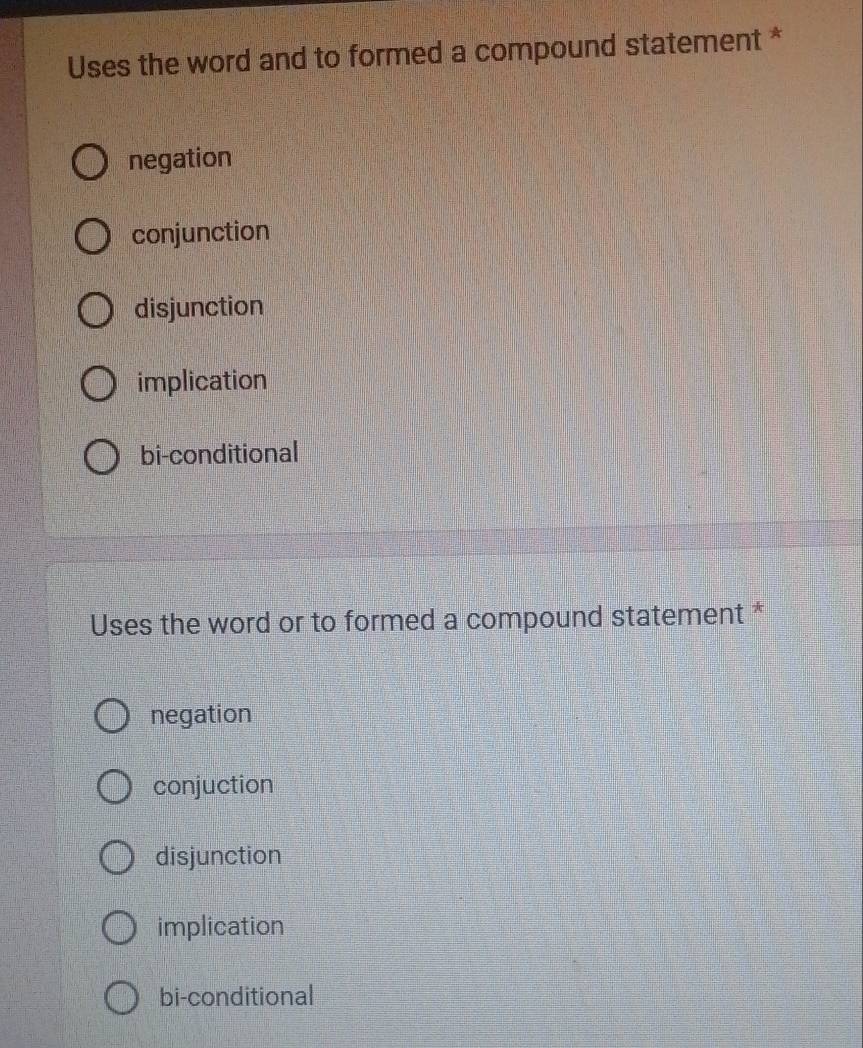 Solved: Uses the word and to formed a compound statement * negation ...