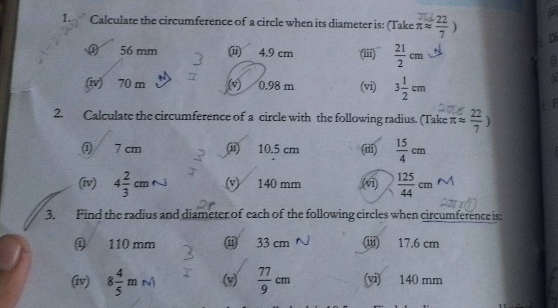 Solved: Calculate the circumference of a circle when its diameter is ...