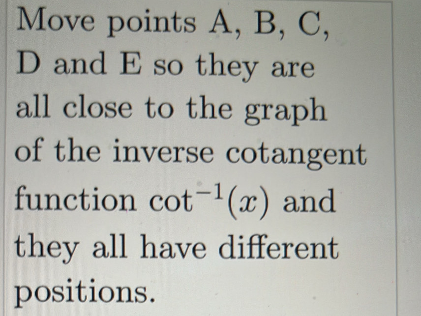 Solved: Move points A, B, C, D and E so they are all close to the graph ...