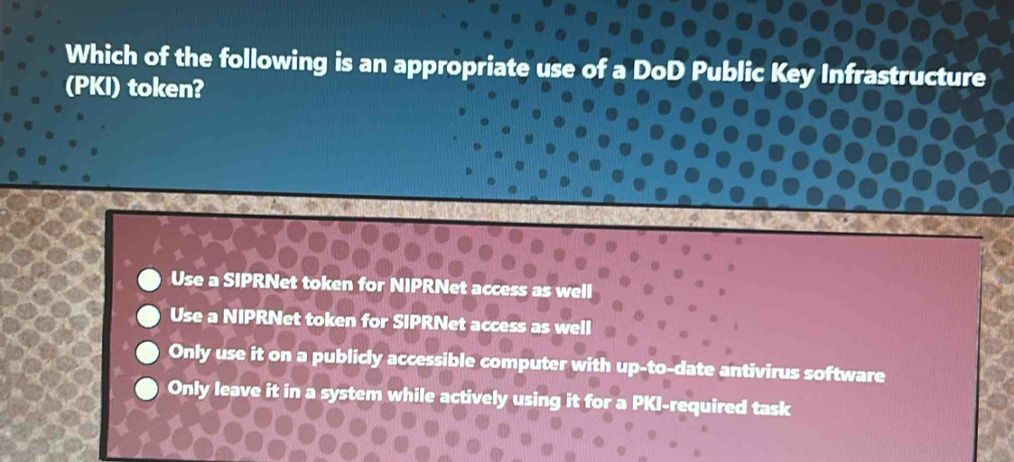 Solved: Which of the following is an appropriate use of a DoD Public ...