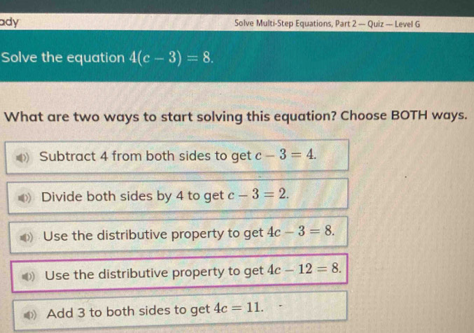 Solved: ady Solve Multi-Step Equations, Part 2 — Quiz — Level G Solve ...
