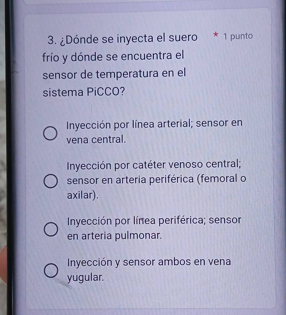 Resuelto:¿Dónde se inyecta el suero * 1 punto frío y dónde se encuentra ...