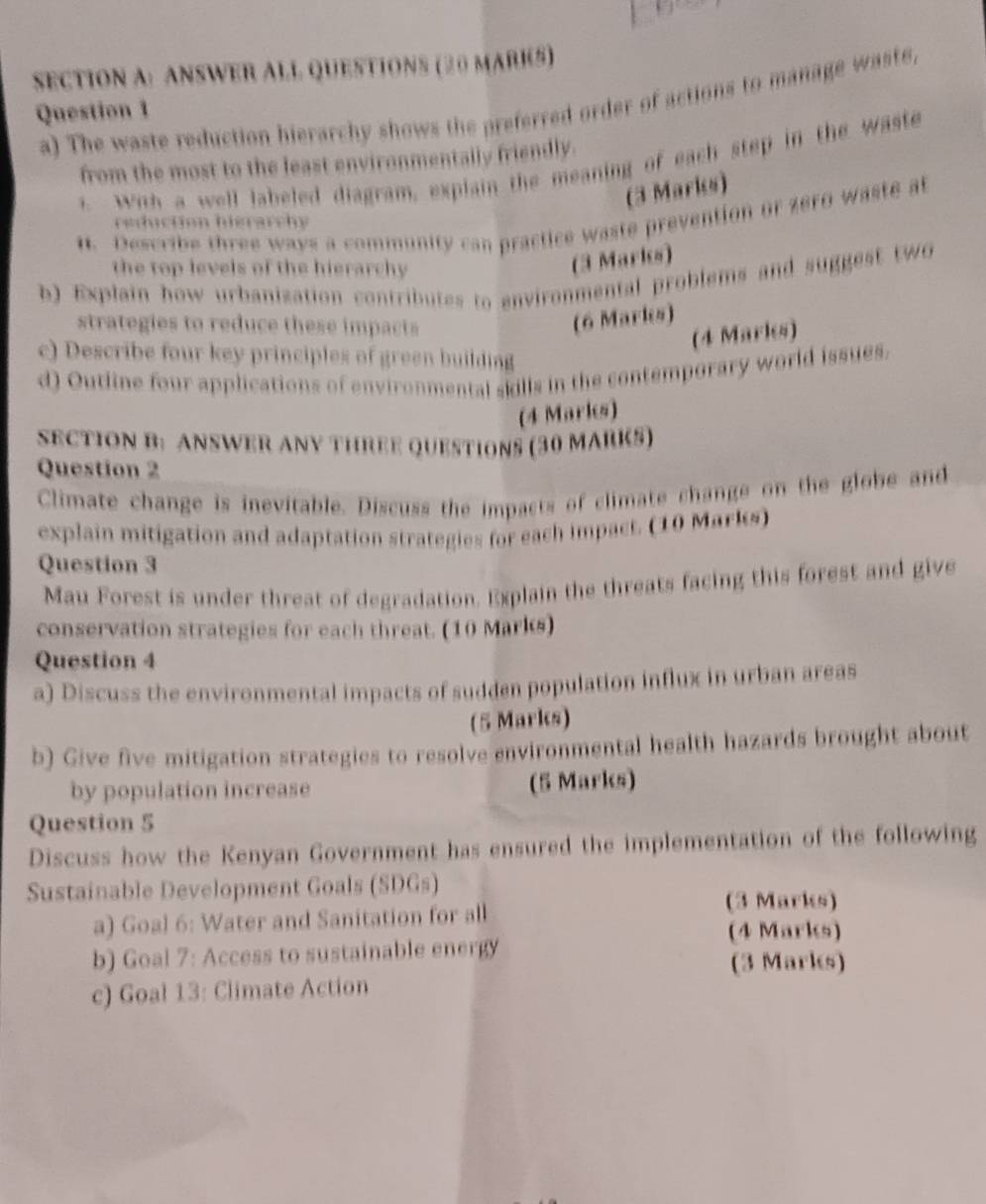Gelöst:ANSWER ALL QUESTIONS (20 MARKS) a) The waste reduction hierarchy ...