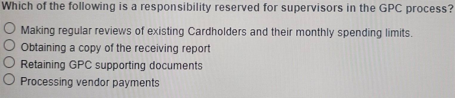 Solved: Which of the following is a responsibility reserved for ...