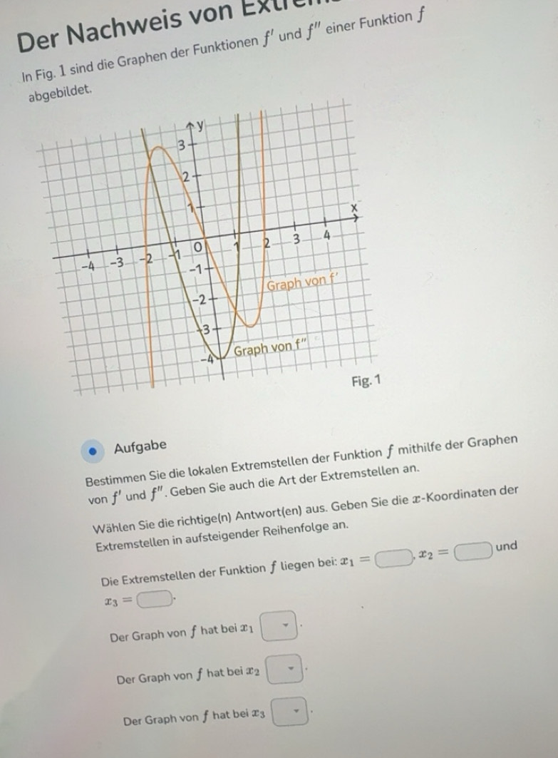 Gelöst:Der Nachweis von Extr In Fig. 1 sind die Graphen der Funktionen ...