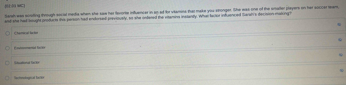 Solved: (02.01 MC) Sarah was scrolling through social media when she ...