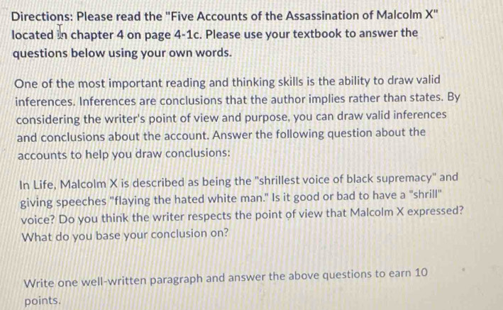 Directions: Please read the "Five Accounts of the Assassination of ...