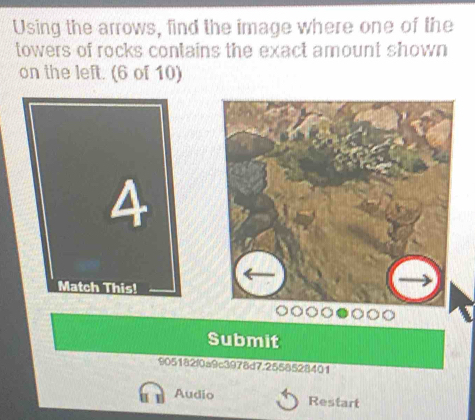 Solved: Using the arrows, find the image where one of the towers of rocks contains the exact ...