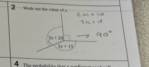 Solved: Work out the value of x. 4 The probability that [Math]