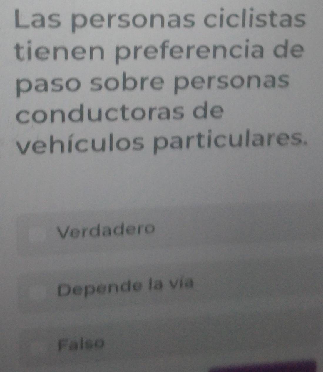 Resuelto:Las personas ciclistas tienen preferencia de paso sobre ...