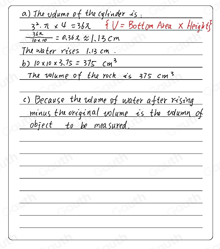 Solved: The cylinder below is dropped into this tank of water and sinks ...