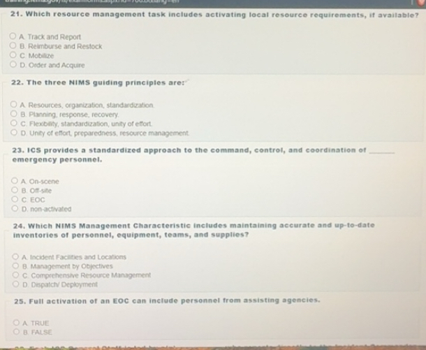 Solved: Which resource management task includes activating local ...