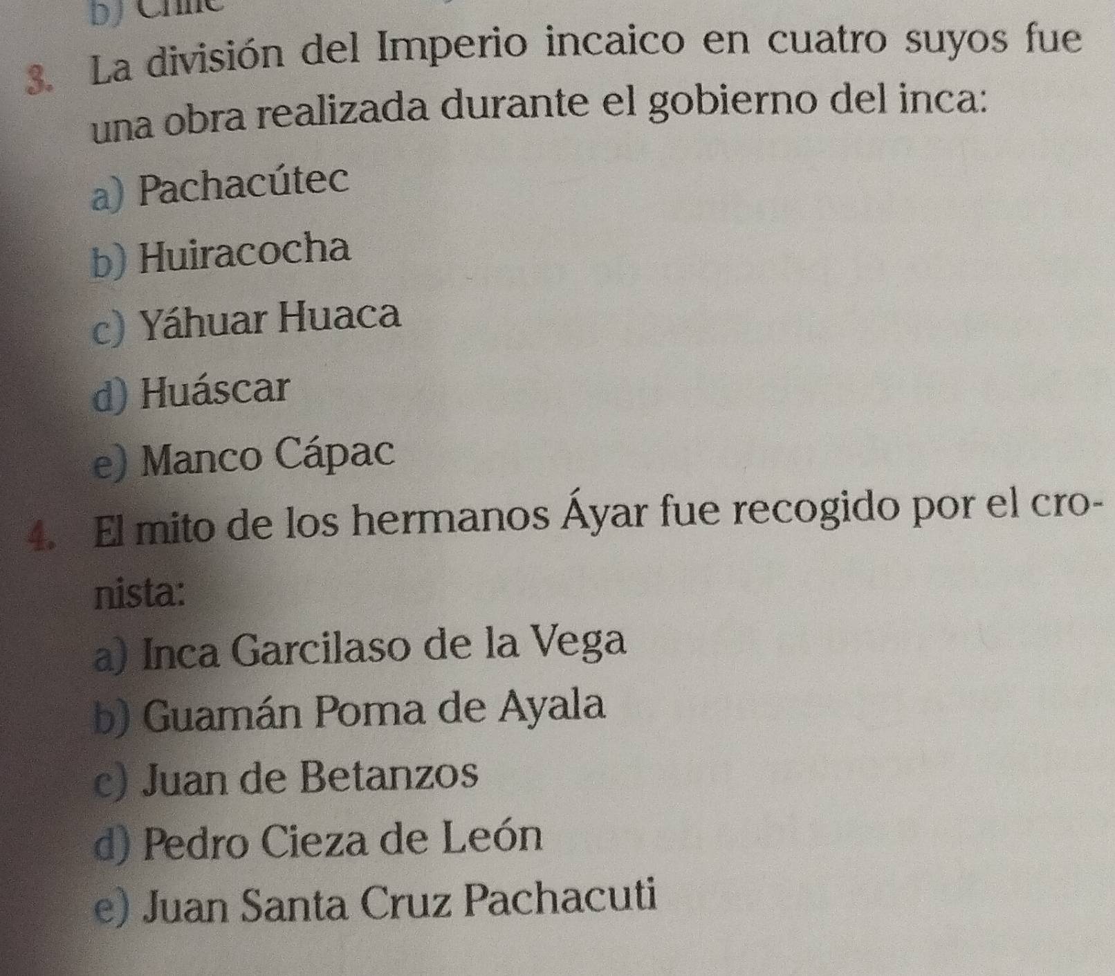Resuelto:La división del Imperio incaico en cuatro suyos fue una obra ...