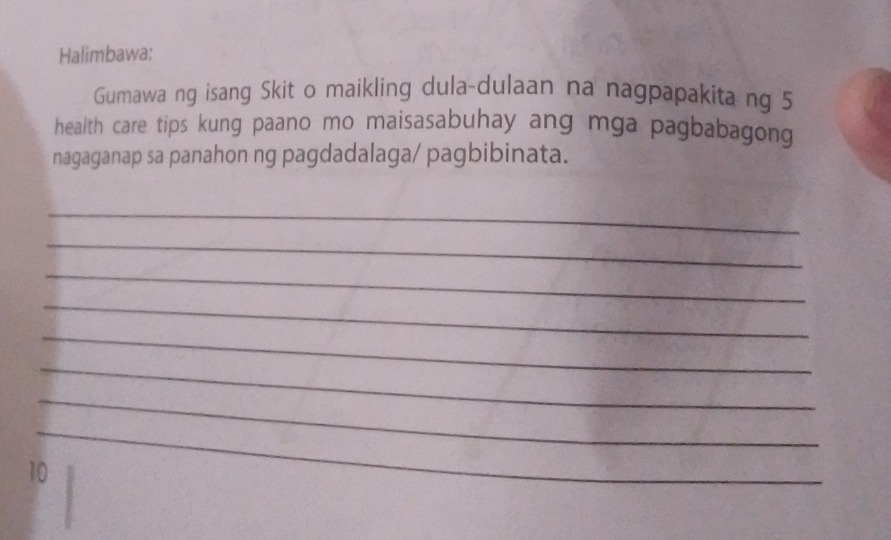 Solved: Halimbawa: Gumawa ng isang Skit o maikling dula-dulaan na ...