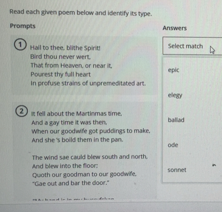 Solved: Read each given poem below and identify its type. Prompts ...