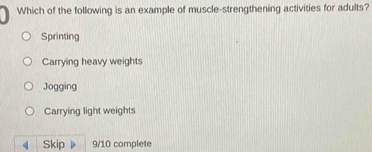 Solved: Which of the following is an example of muscle-strengthening ...