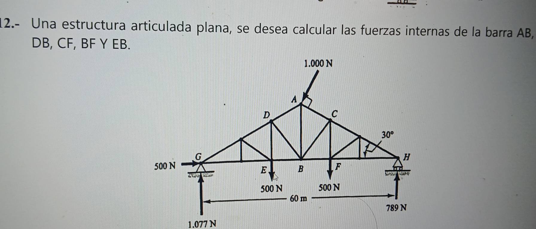 Resuelto:12.- Una estructura articulada plana, se desea calcular las ...