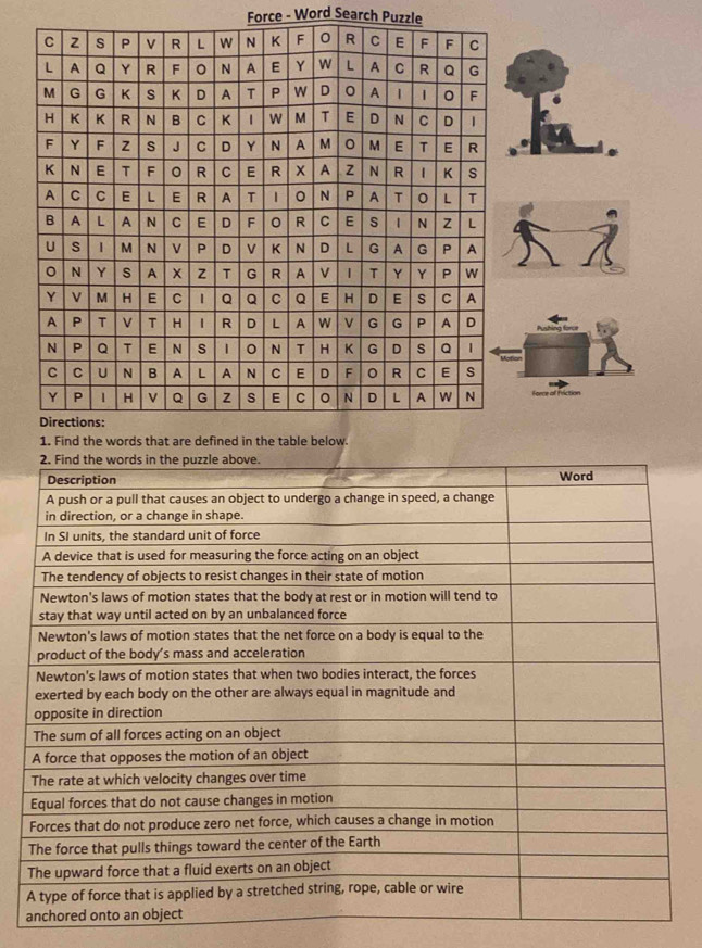 Solved: Force - Word Search Puzzle F erce of Friction [Physics]