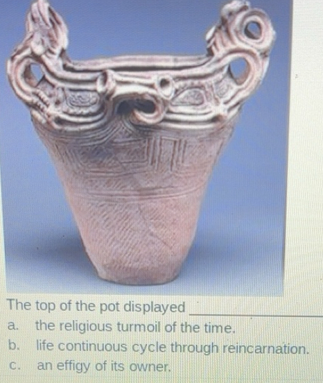 Solved: a. the religious turmoil of the time. b. life continuous cycle ...