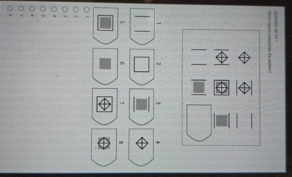 Solved: Question mr.16 * Which option completes the pattern? 1 2 3 4 5 ...
