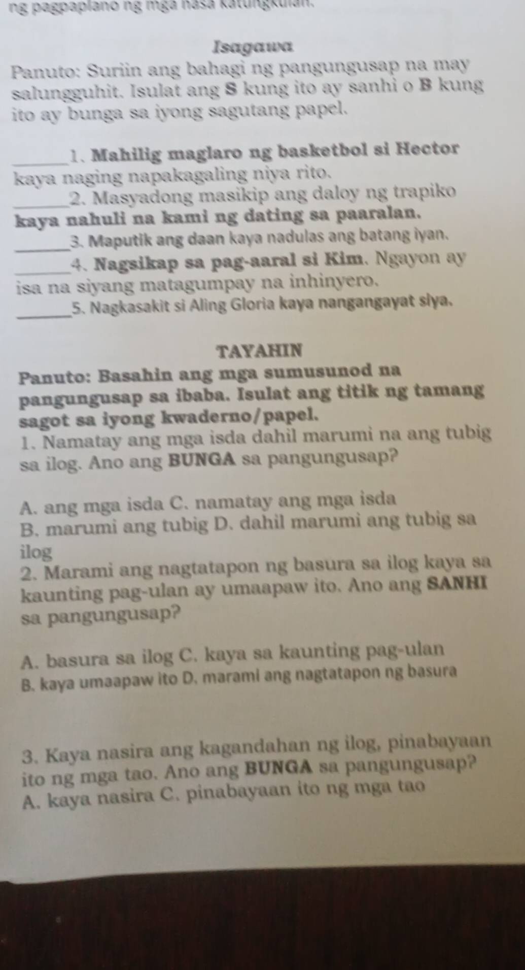 Solved: ng pagpapiano ng mga nasa katungkuian. Isagawa Panuto: Suriin ...