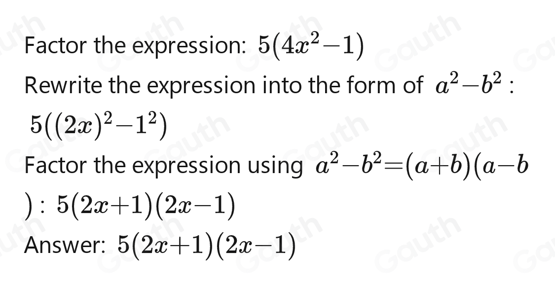 Solved: Factorise fully 20x^2-5 [Math]