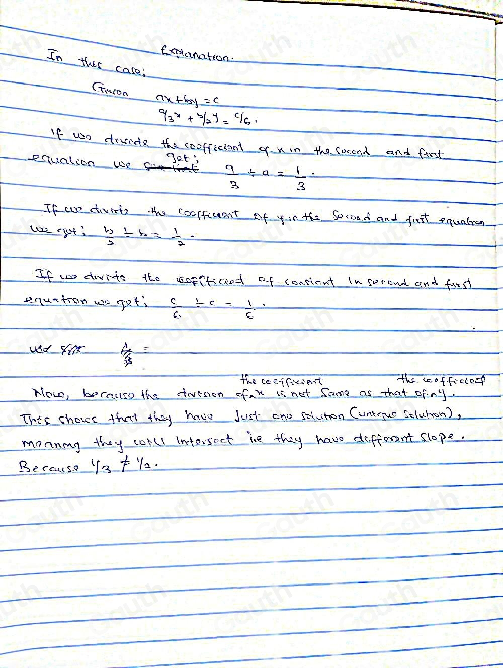 Solved: y= a/3 x+ b/2 y=frac c3y= c/6 x+ b/2 y+ b/6 In the system of ...