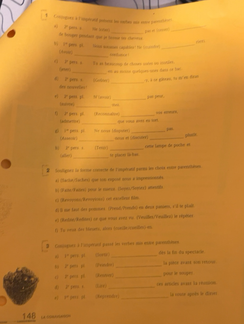 Solved: Comjiguez à l'impératif présent les verbes mais entre ...