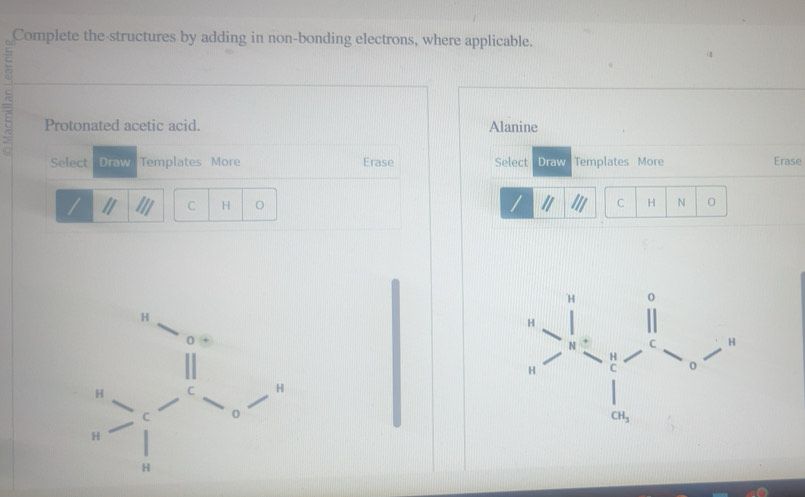 Solved: Complete the-structures by adding in non-bonding electrons ...