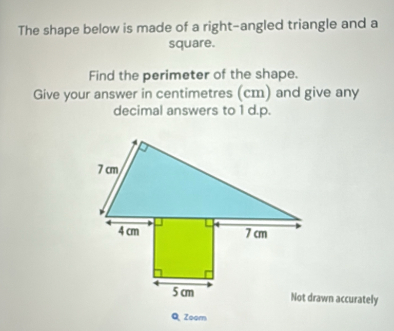 Solved: The shape below is made of a right-angled triangle and a square ...