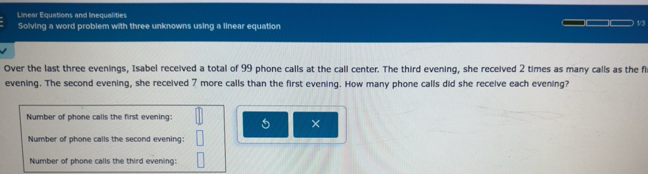 Solved: Linear Equations and Inequalities Solving a word problem with ...