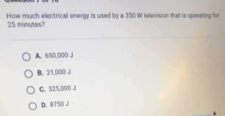 Solved: How much electrical energy is used by a 350 W television that ...