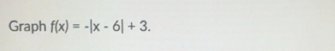 Solved: Graph f(x)=-|x-6|+3. [Math]