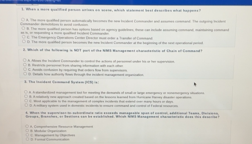 Solved: When a more qualified person arrives on scene, which statement ...