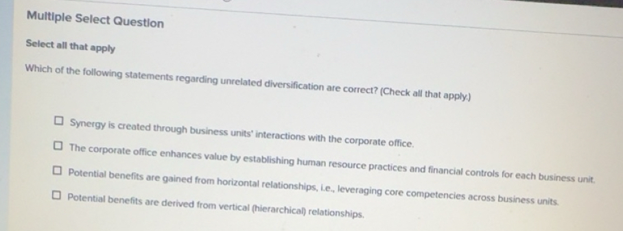 Solved: Multiple Select Question Select all that apply Which of the ...