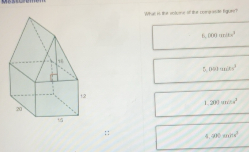 Solved: Méasuremem What is the volume of the composite figure? 6 ...