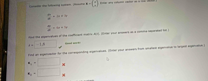 Solved: Consider the following system. (Assume x=beginpmatrix x ...